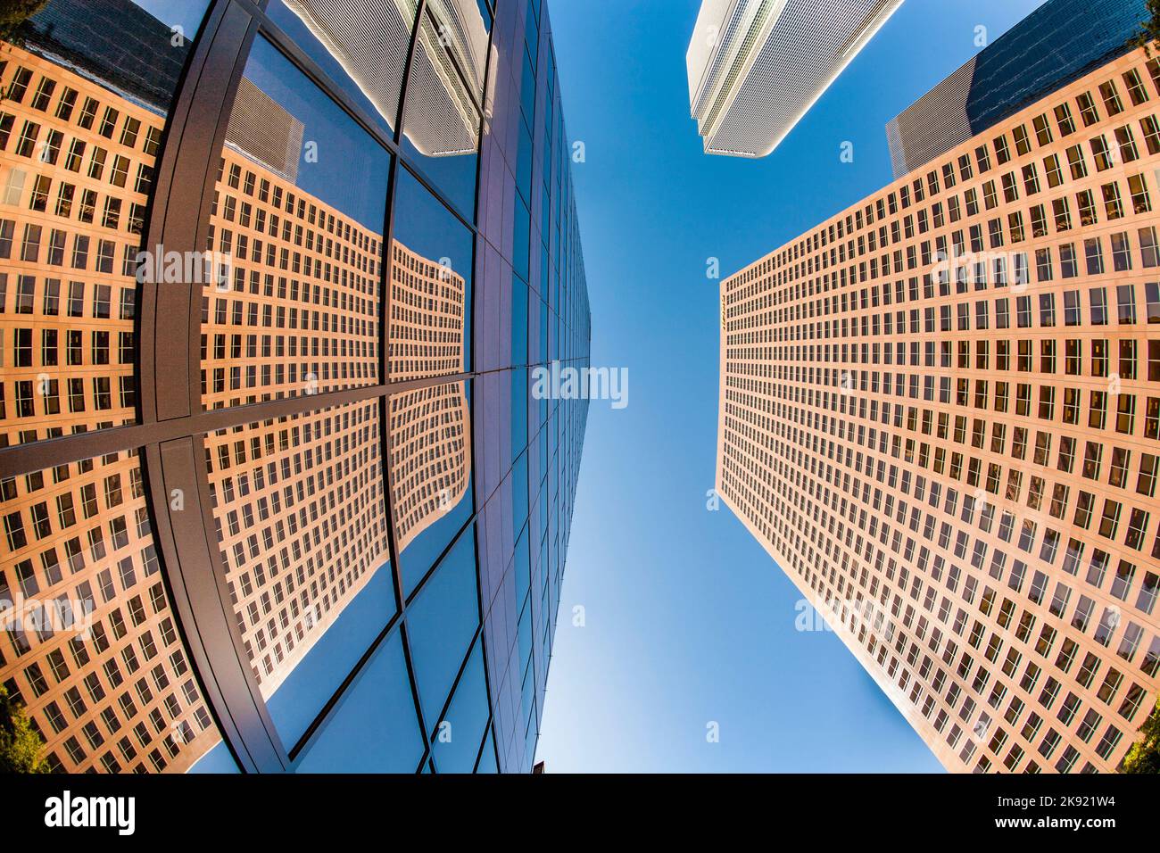Los Angeles, USA - June 27, 2010: perspective of skyscraper downtown ...