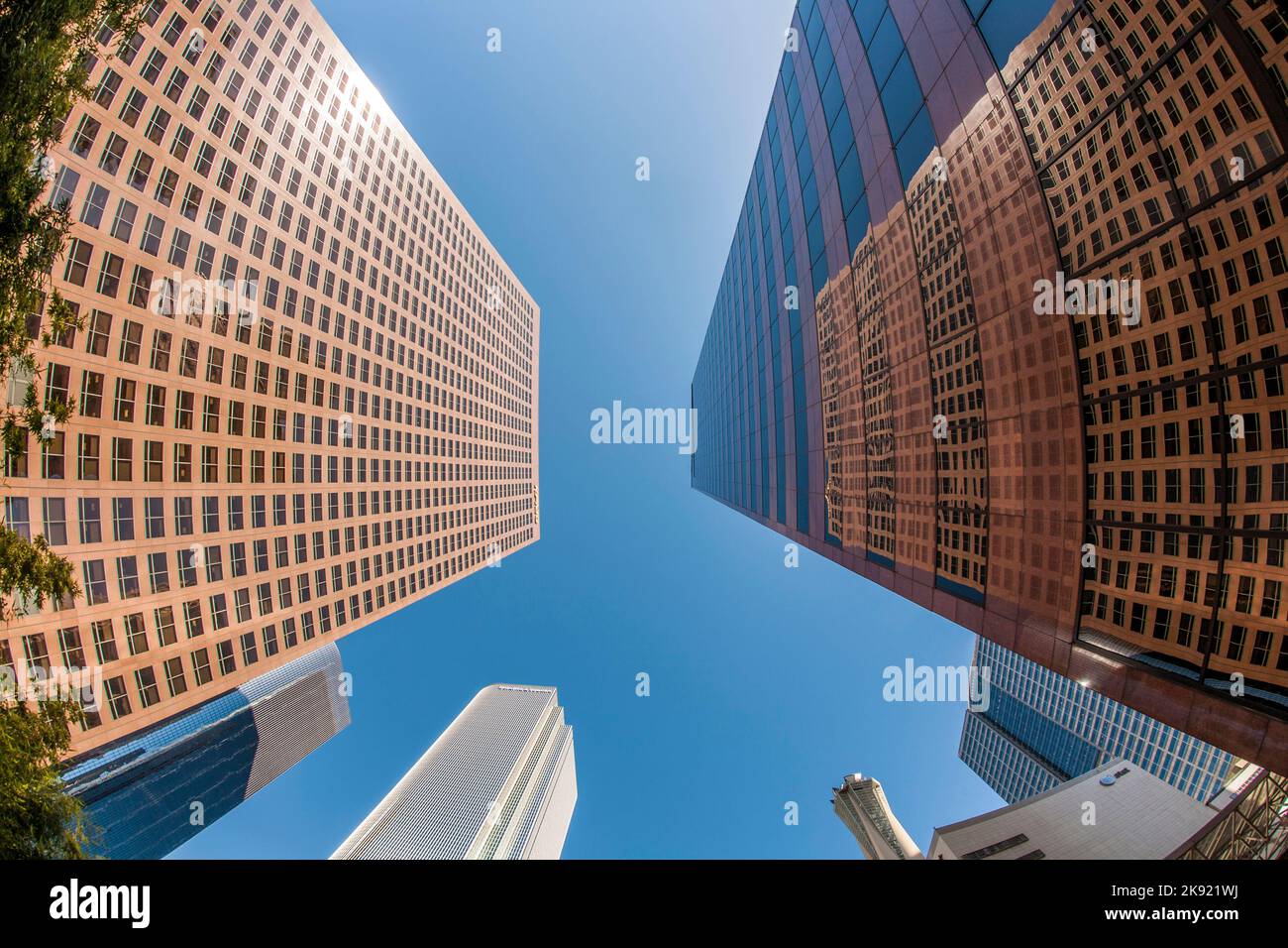 Los Angeles, USA - June 27, 2010: perspective of skyscraper downtown ...