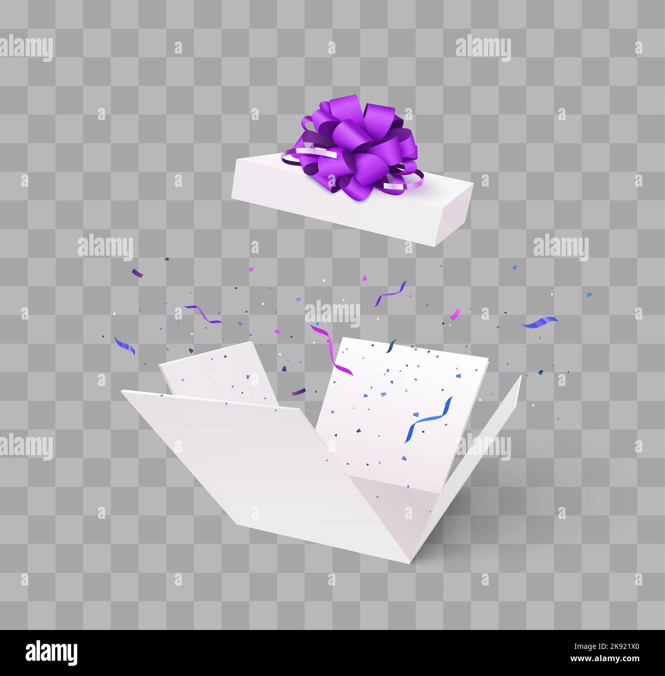 Open gift box with confetti burst explosion isolated. 3d vector ...