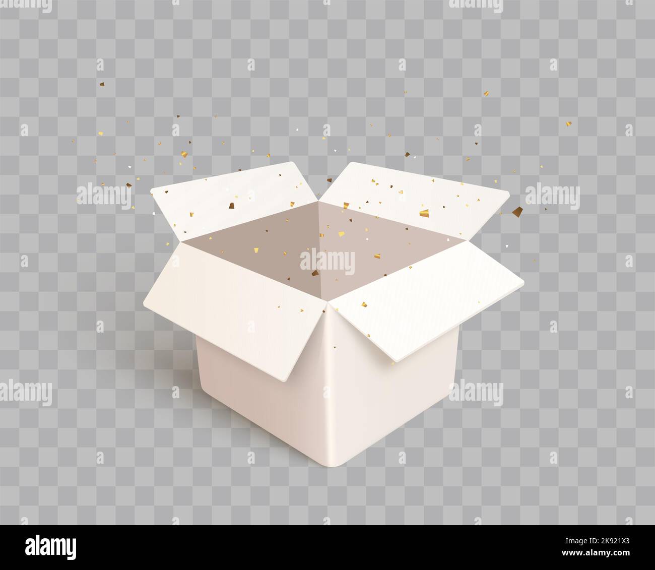 Open gift box with confetti burst explosion isolated. 3d vector ...