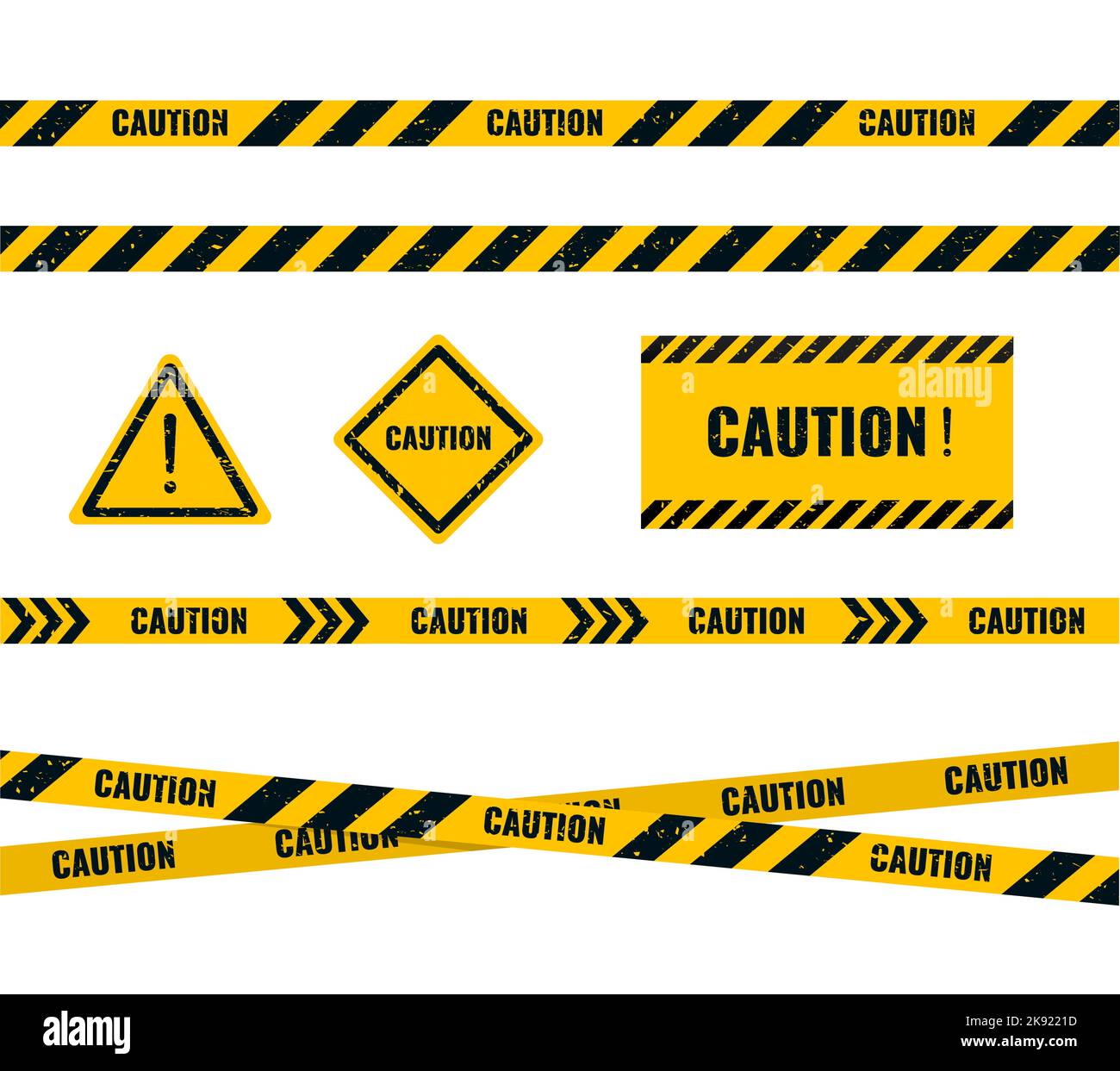 Caution tape. Caution yellow warning lines isolated on white. Vector ...