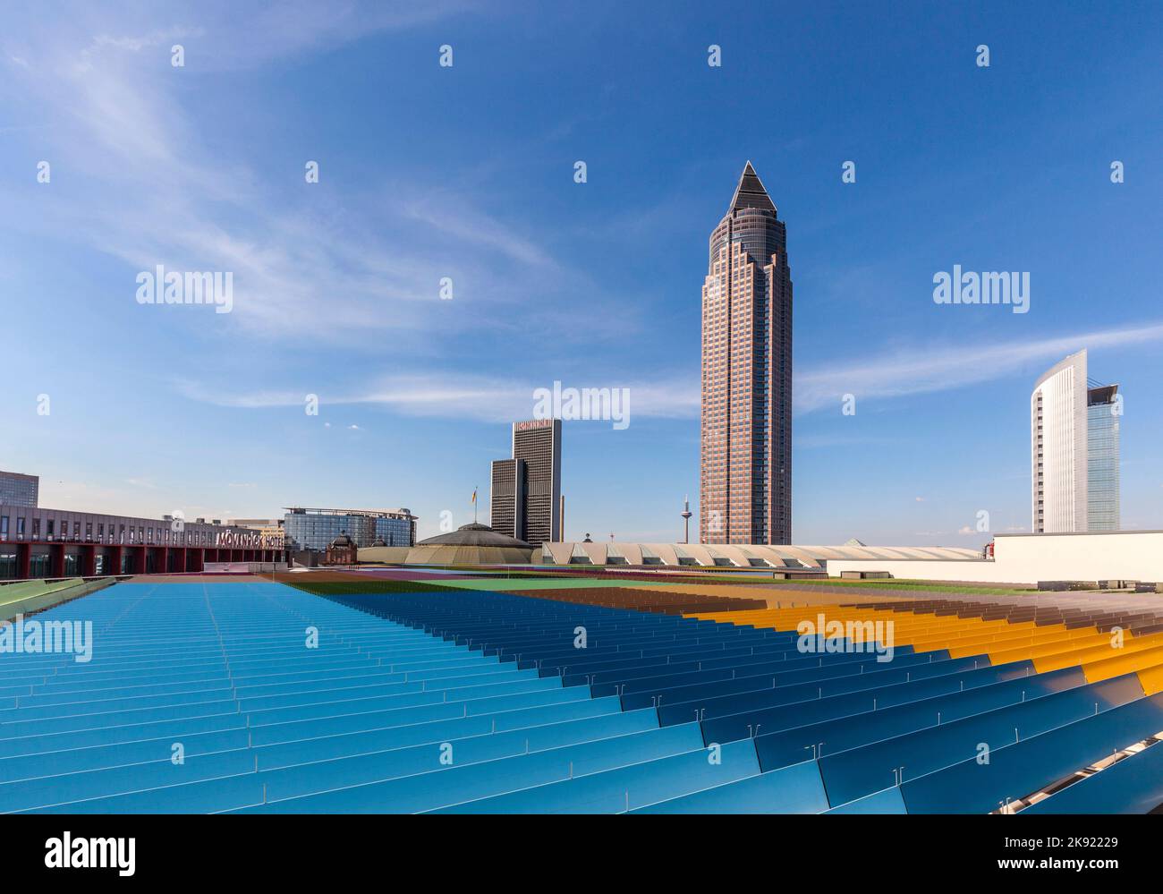 Frankfurt, Germany - May 5, 2016: The Trade Fair Tower Messeturm and ...