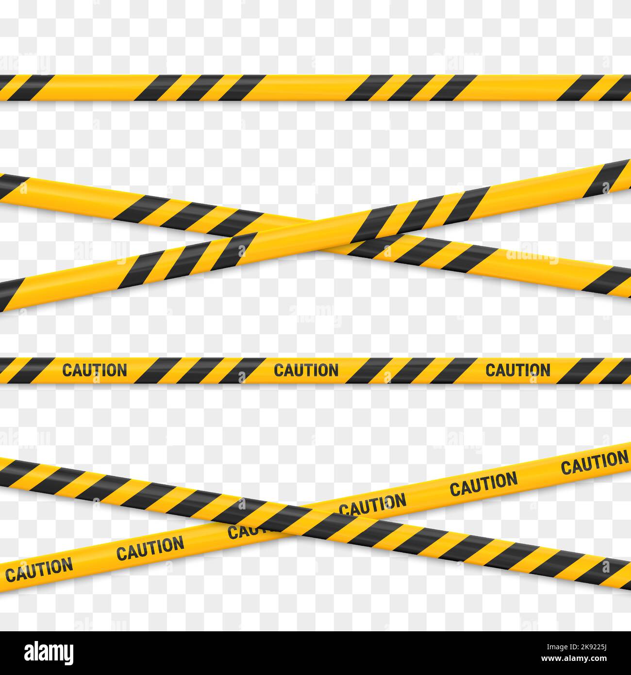 Caution tape. Caution yellow warning lines isolated on white. Vector ...