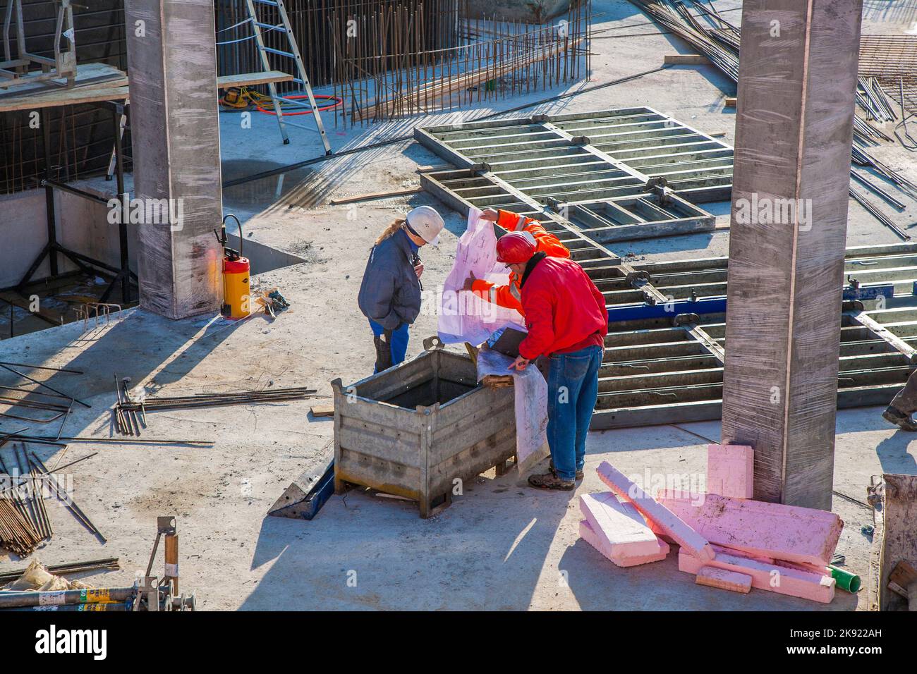 HOFHEIM, GERMANY - OCT 19, 2009: people are watching the plan at the ...