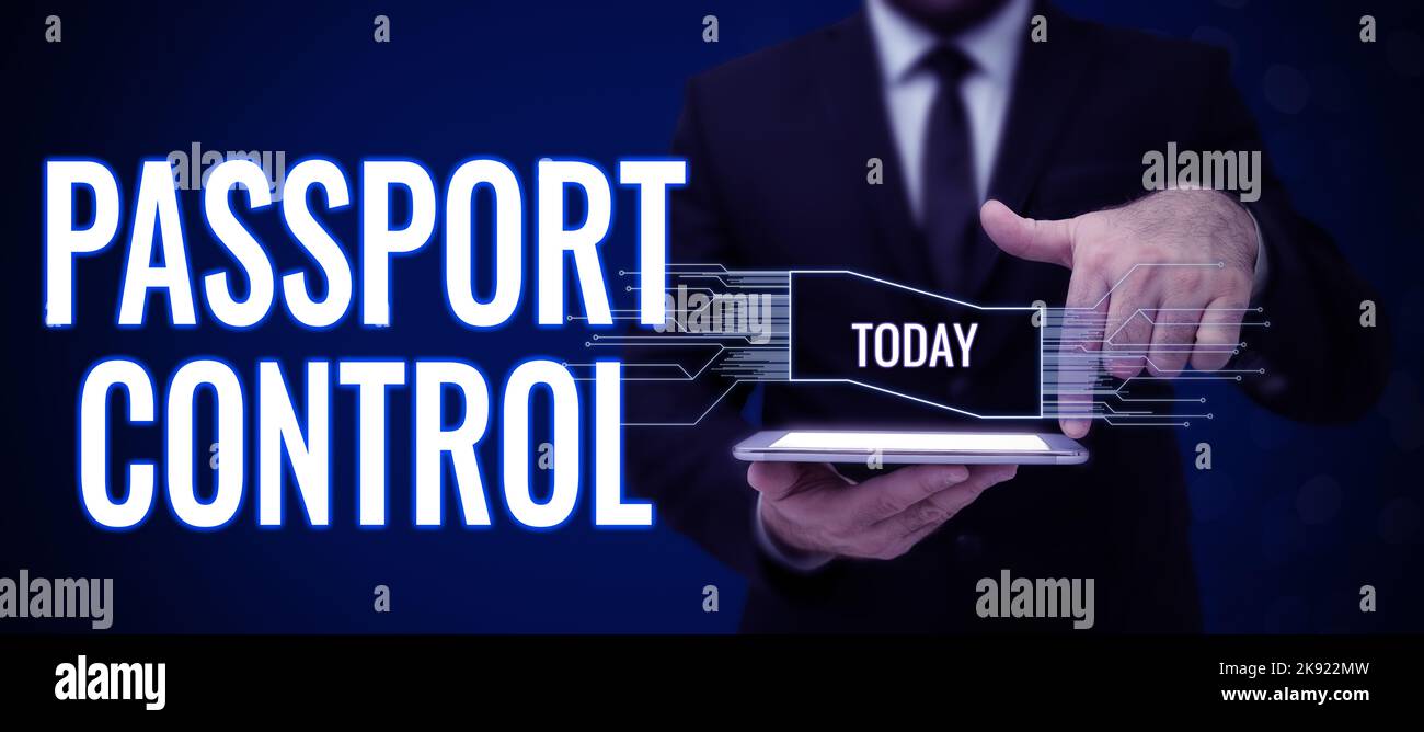 Handwriting text Passport Control. Business showcase authorized ...
