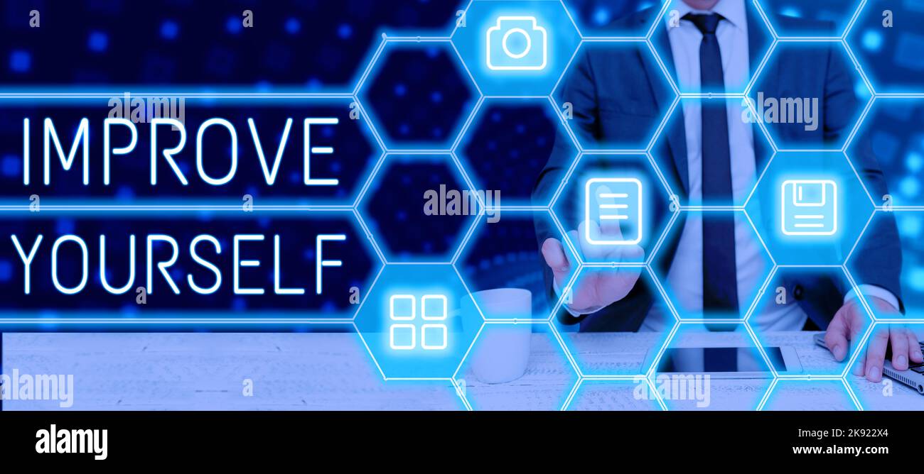 Conceptual caption Improve Yourself. Business concept to make your ...