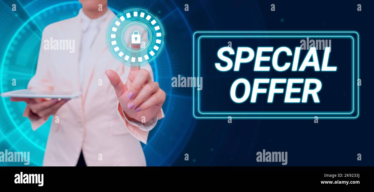 Text sign showing Special Offer. Concept meaning interdisciplinary ...