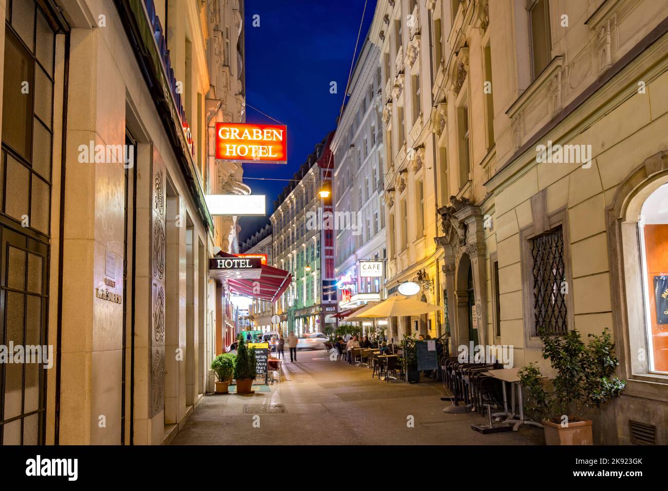 VIENNA, AUSTRIA - APR 26, 2015: People visit Graben in Vienna. Graben ...