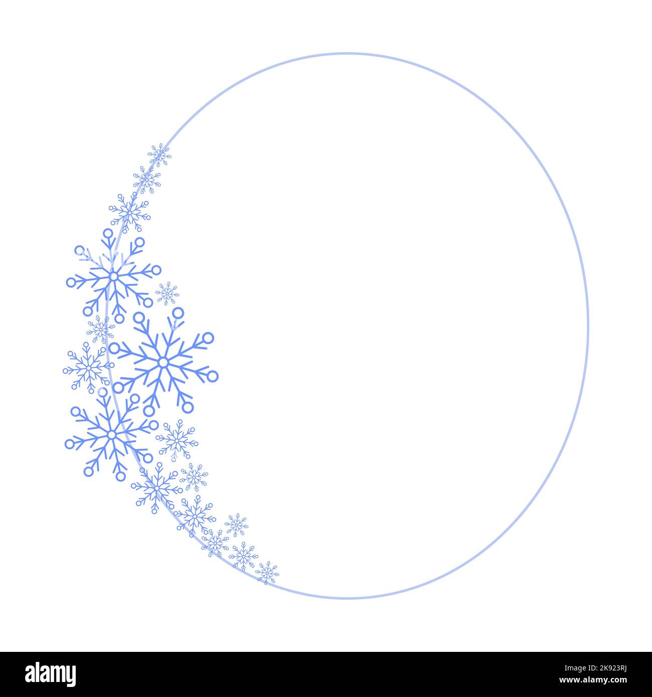 Snowflakes festive Christmas oval frame template vector illustration ...