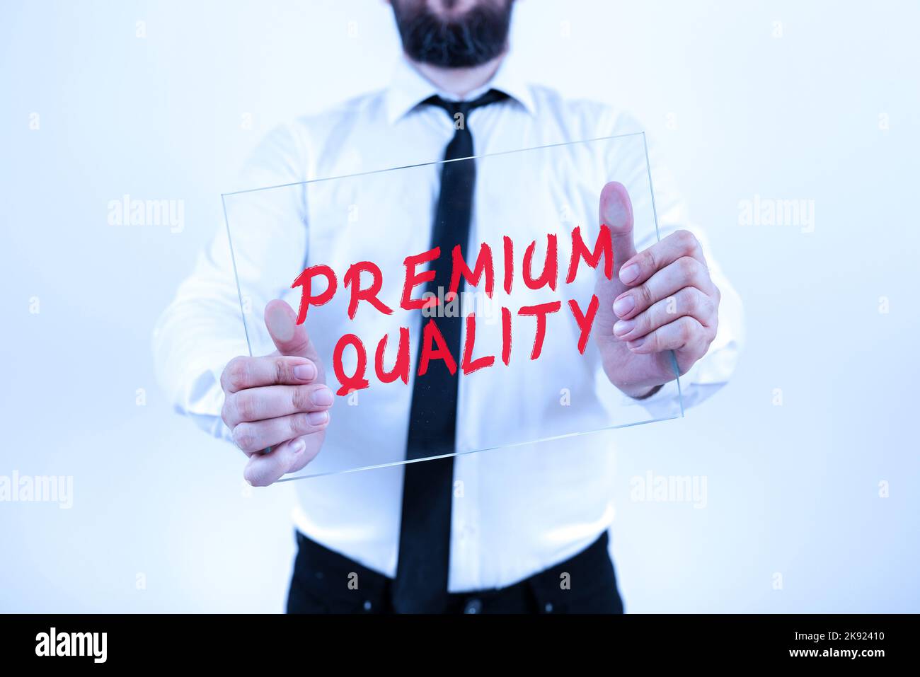 Conceptual caption Premium Quality. Business idea a brand that reaches ...