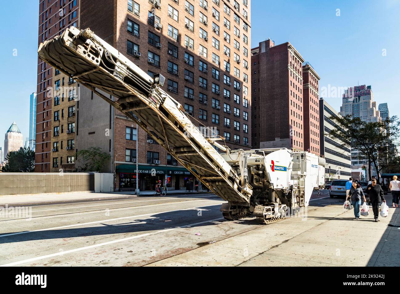 NEW YORK, USA - OCT 21, 2015: street view with people and Roadtec ...