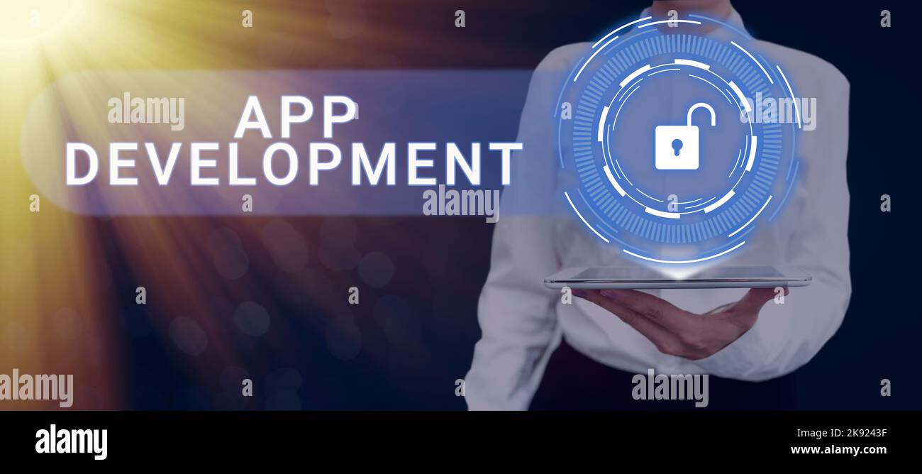 Sign displaying App Development. Word for producing computer software ...