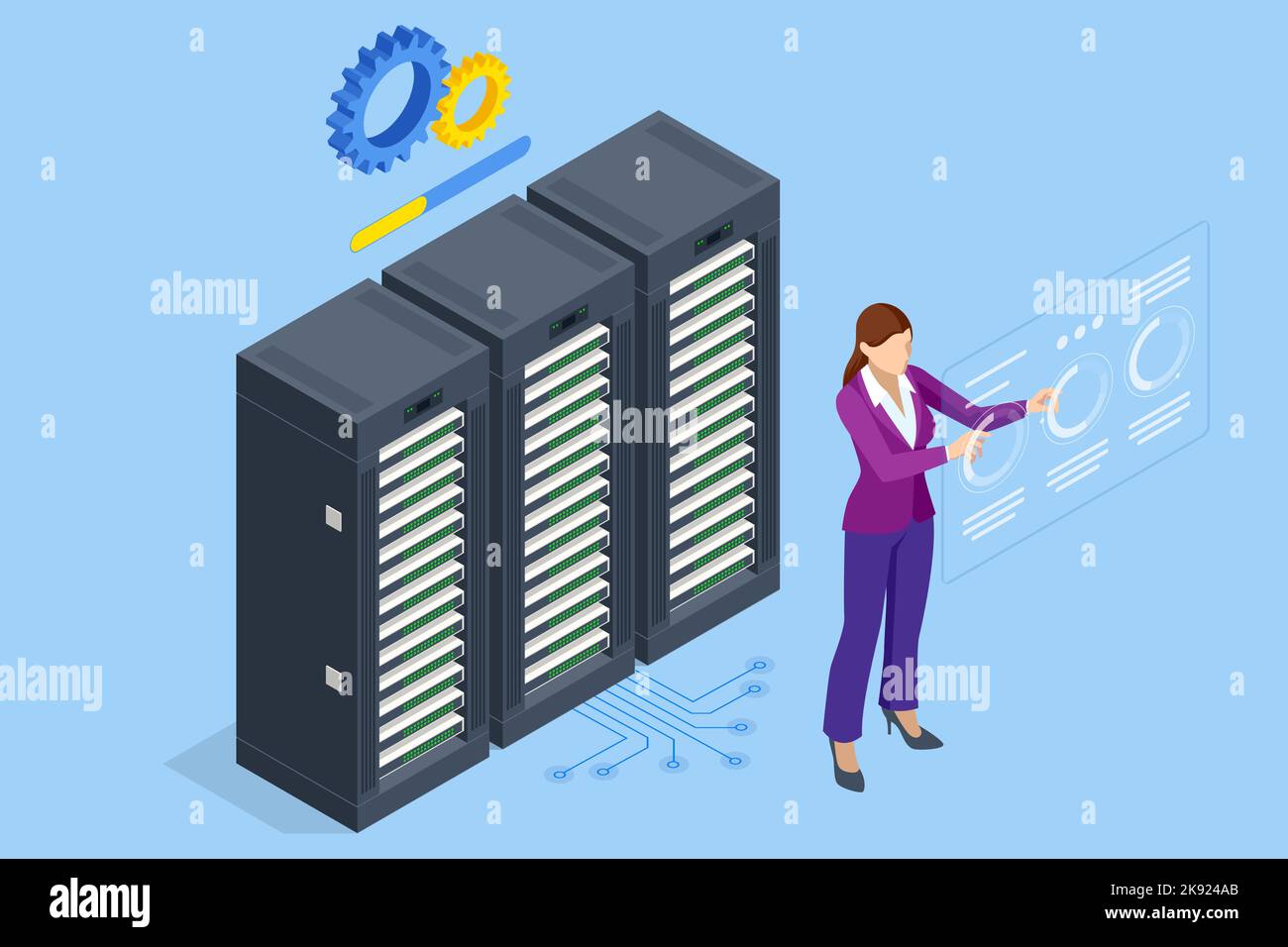 Isometric Data Center Equipment . Modern Telecommunications, Artificial Intelligence ...