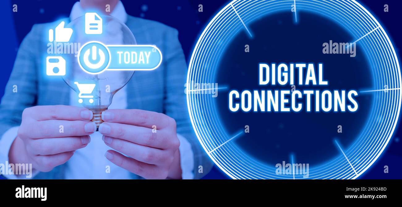 Sign displaying Digital Connections. Business idea virtual network ...