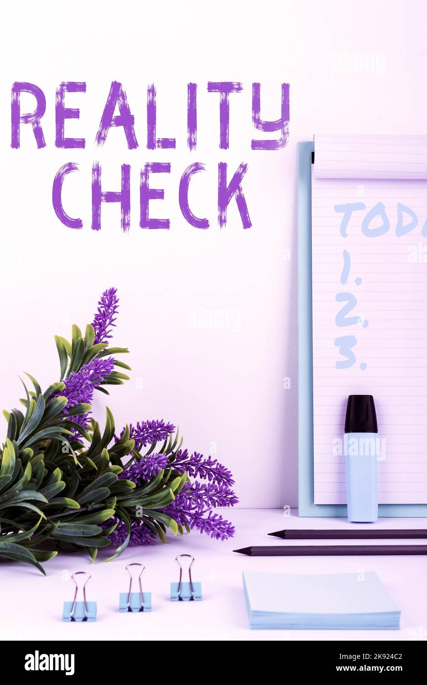 Sign displaying Reality Check. Conceptual photo making the person ...