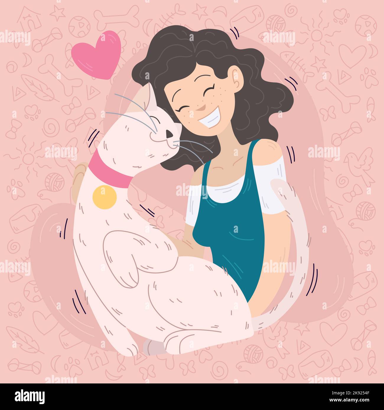 Vector illustration cat hugging Stock Vector Images - Alamy