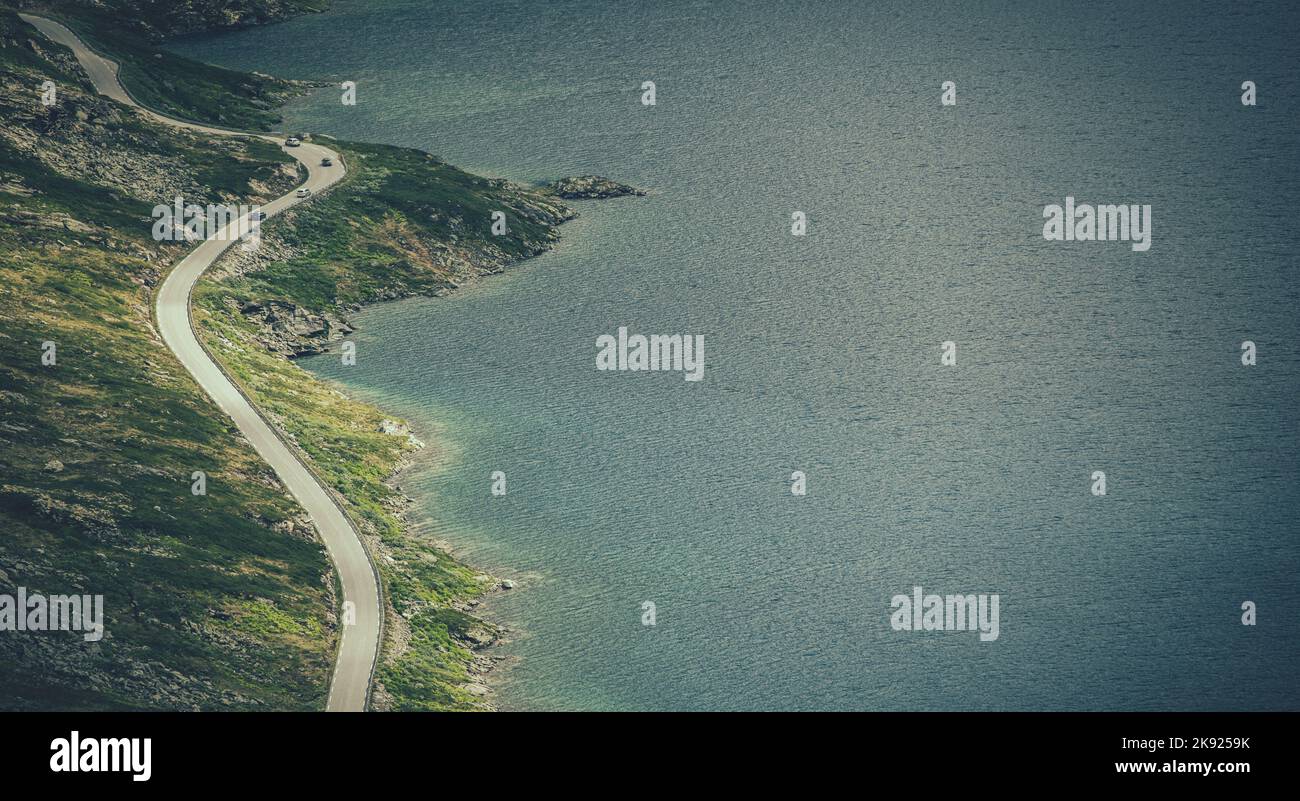 Scenic Road Along the North Sea Coast in Vestland County of Norway ...