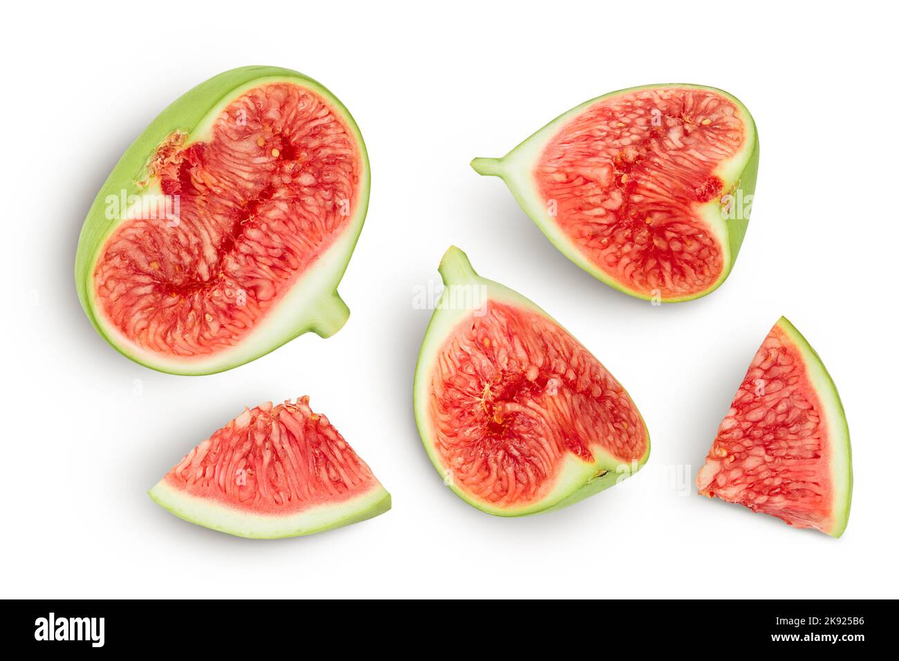 Ripe green fig fruit isolated on white background with full depth of ...