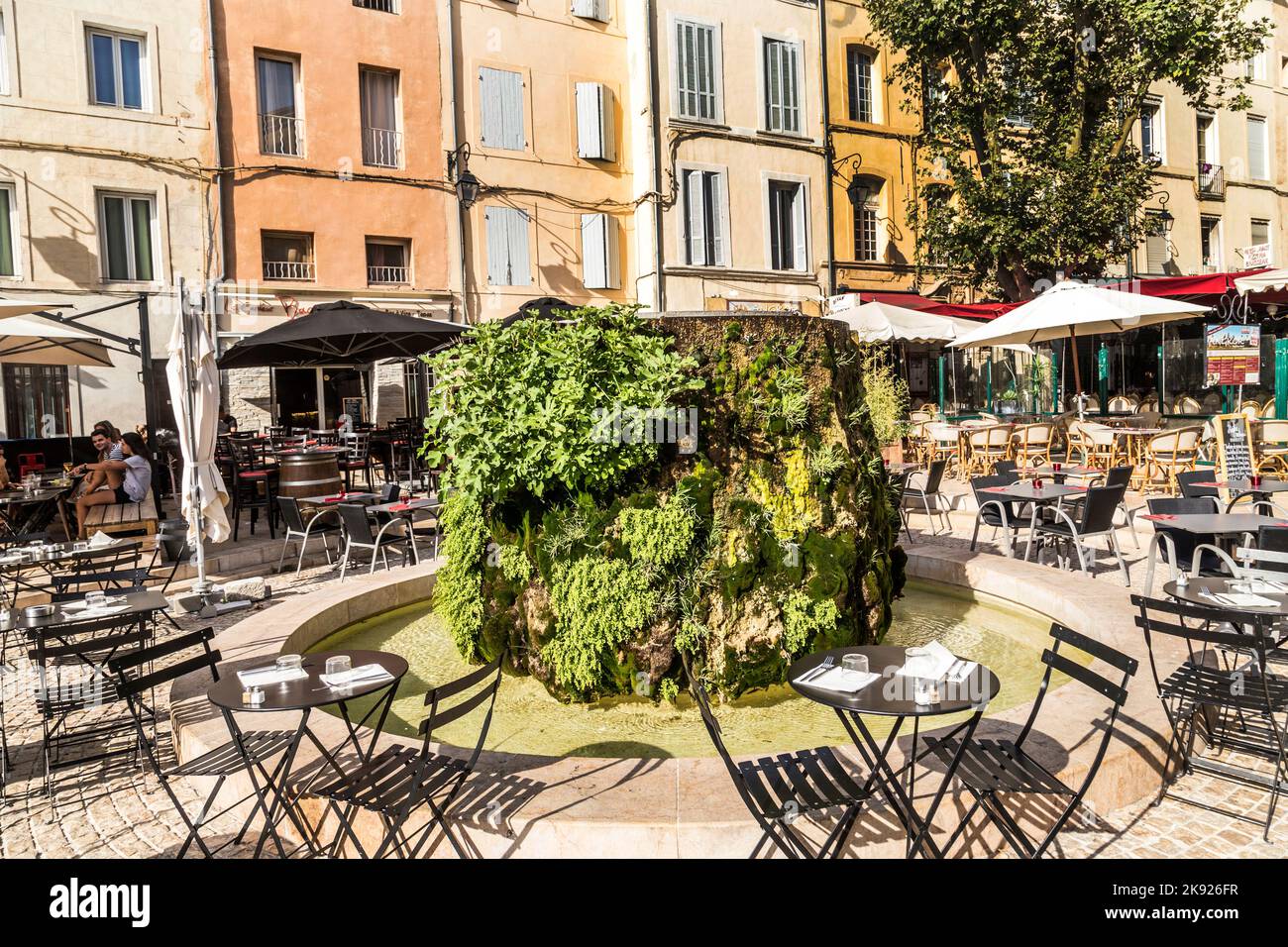 AIX EN PROVENCE, FRANCE - AUG 19, 2016: people enjoy the restaurant at ...