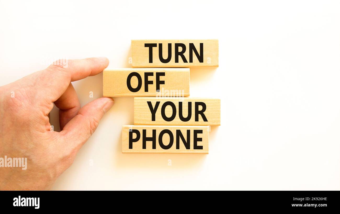 Turn off your phone symbol. Concept words Turn off your phone on wooden ...