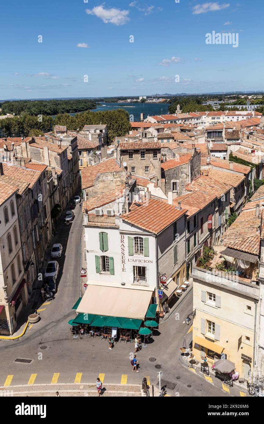 ARLES, FRANCE - AUG 21, 2016: panoramic view with people from famous ...