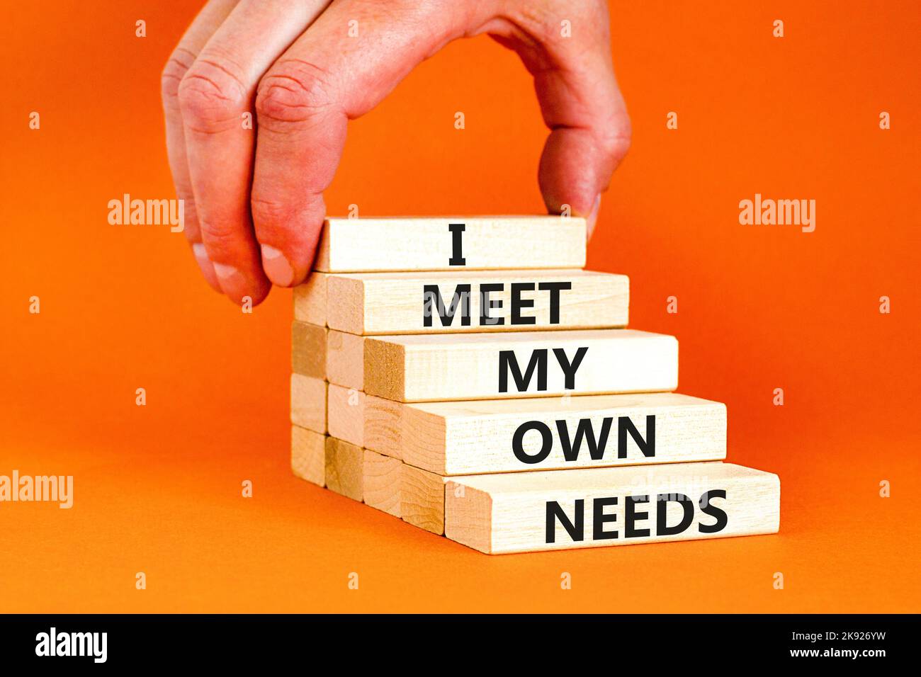 I meet my own needs symbol. Concept words I meet my own needs on wooden ...