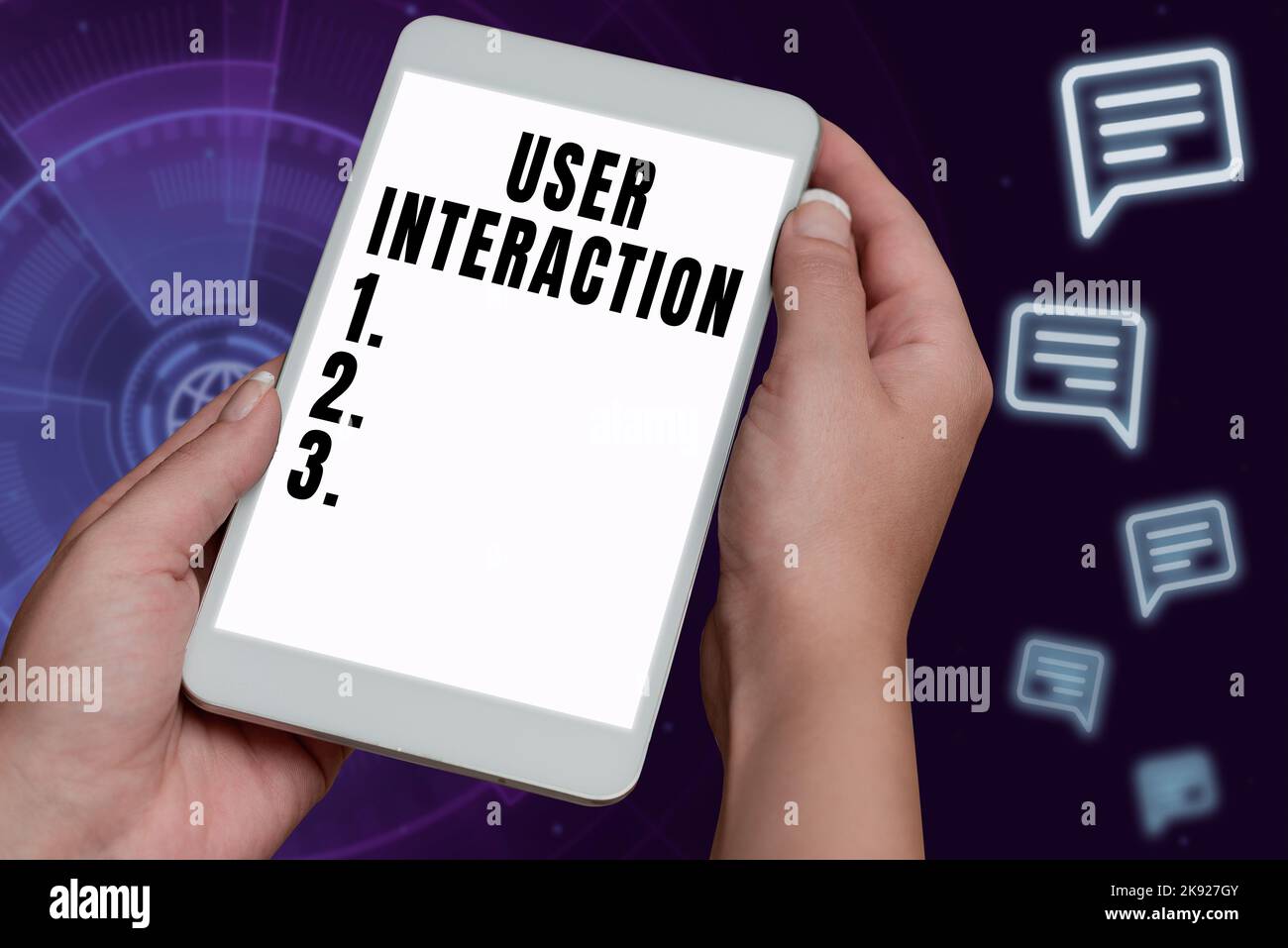 Hand writing sign User Interaction. Business showcase how the customer ...