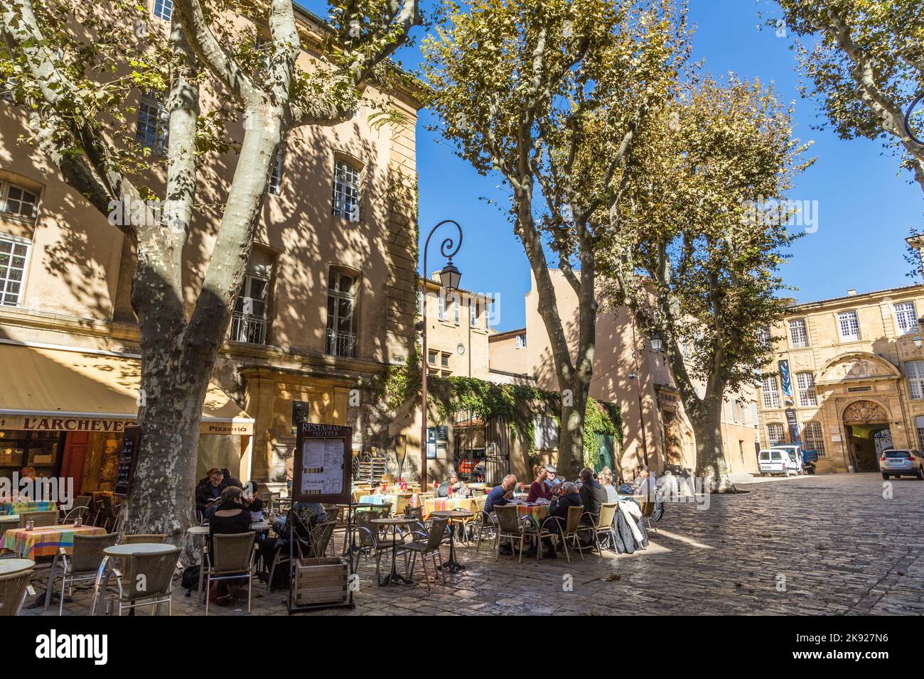 AIX EN PROVENCE, FRANCE - OCT 19, 2016: people enjoy sitting in a ...