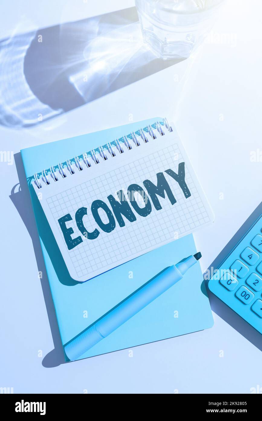 Sign displaying Economy. Business showcase the system of how money is ...