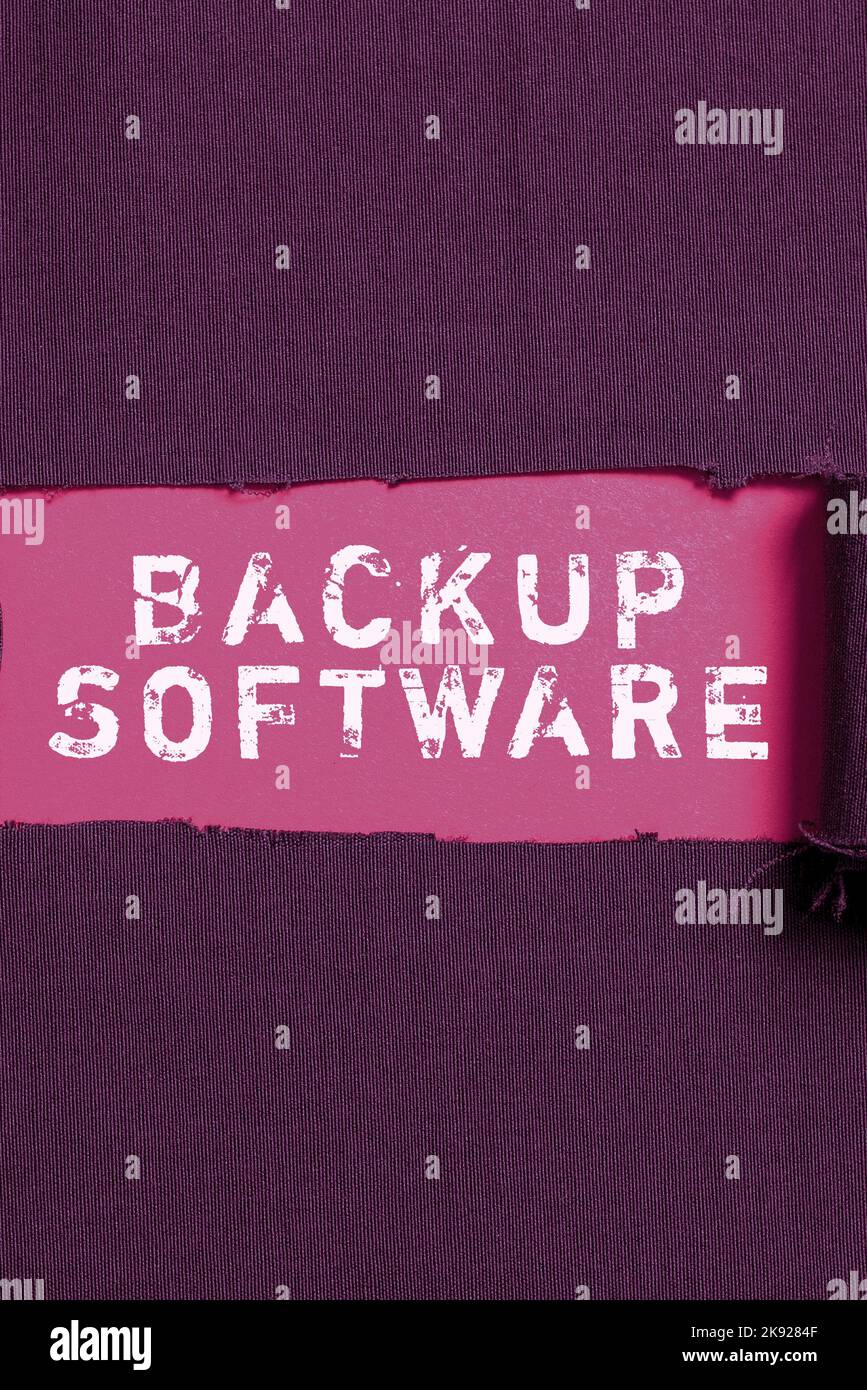 Text showing inspiration Backup Software. Internet Concept boundary across which two independent ...