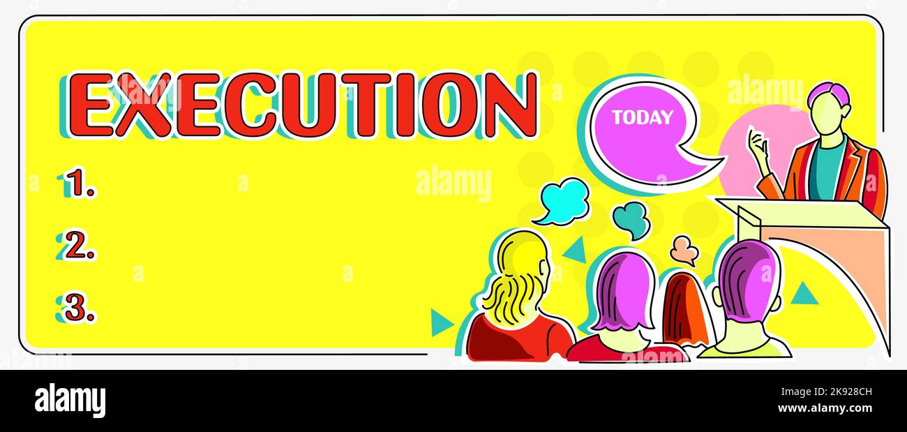 Hand writing sign Execution. Business idea single instance witnessing ...