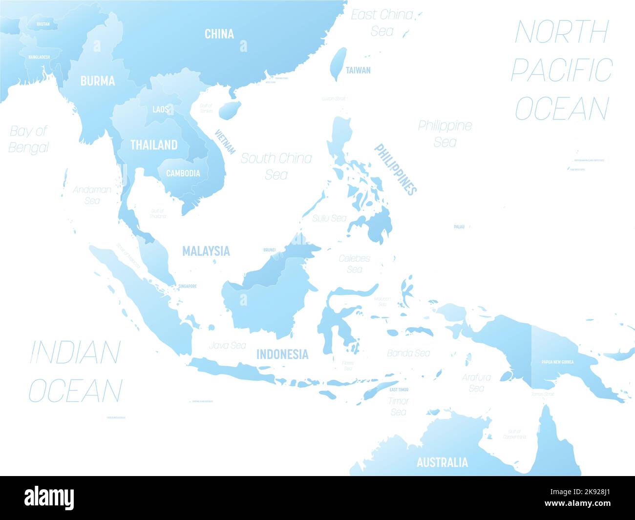 Southeast Asia detailed political map with lables Stock Vector Image ...