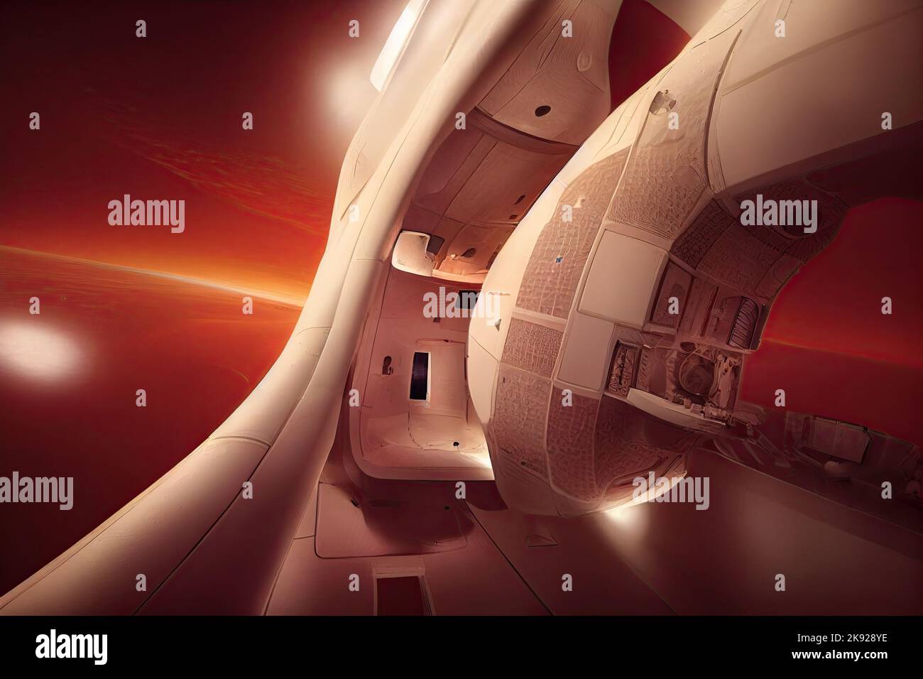 An alien spaceship interior on board an unidentified flying object ...