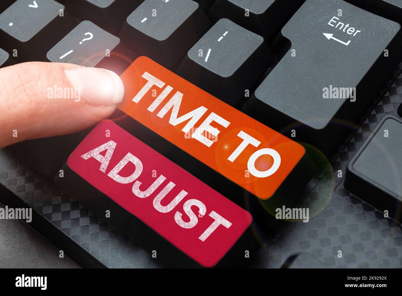 Hand writing sign Time To Adjust. Concept meaning making necessary or ...