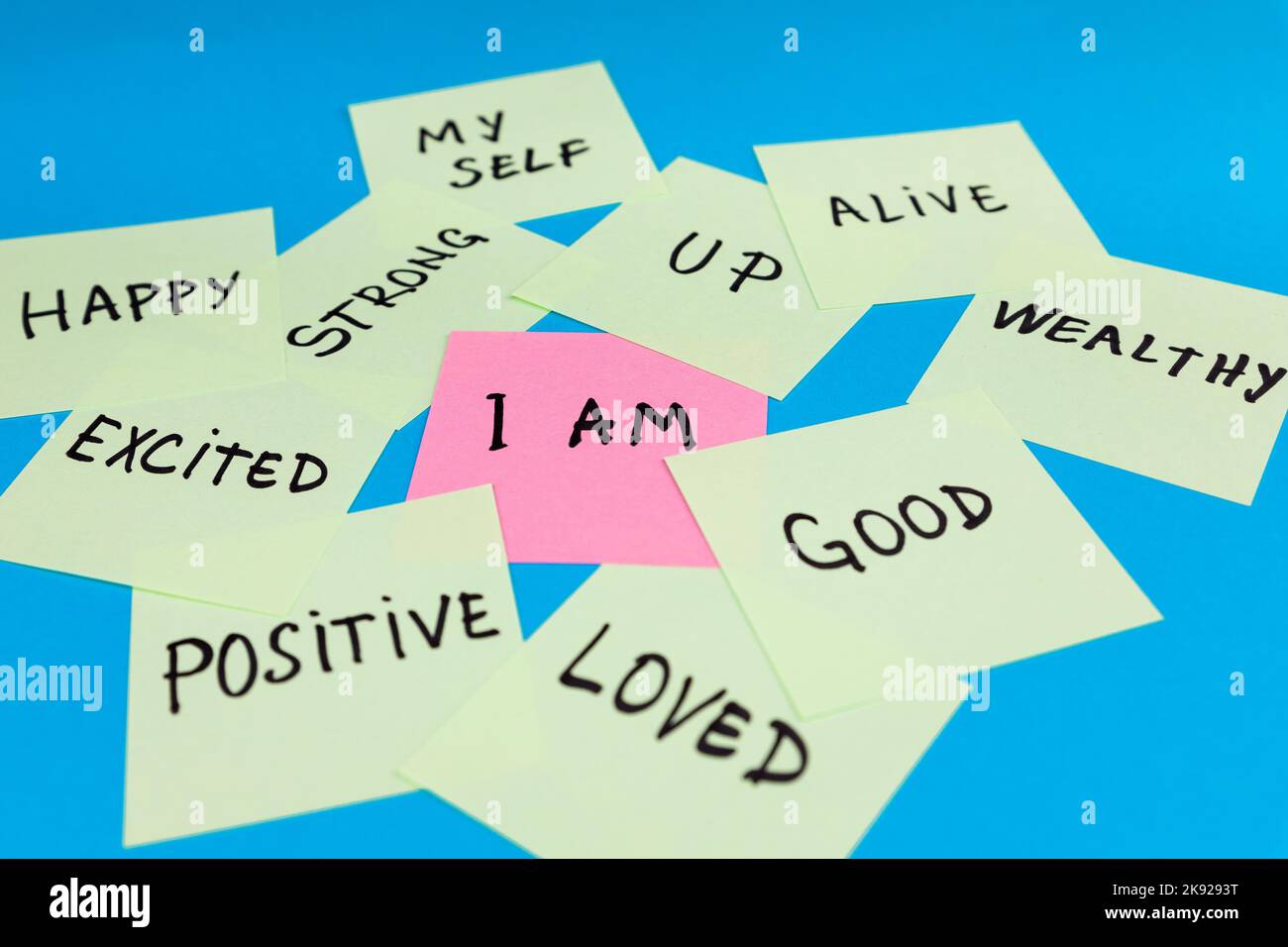 Empowering quotes, notes, messages with the words I am in center with ...