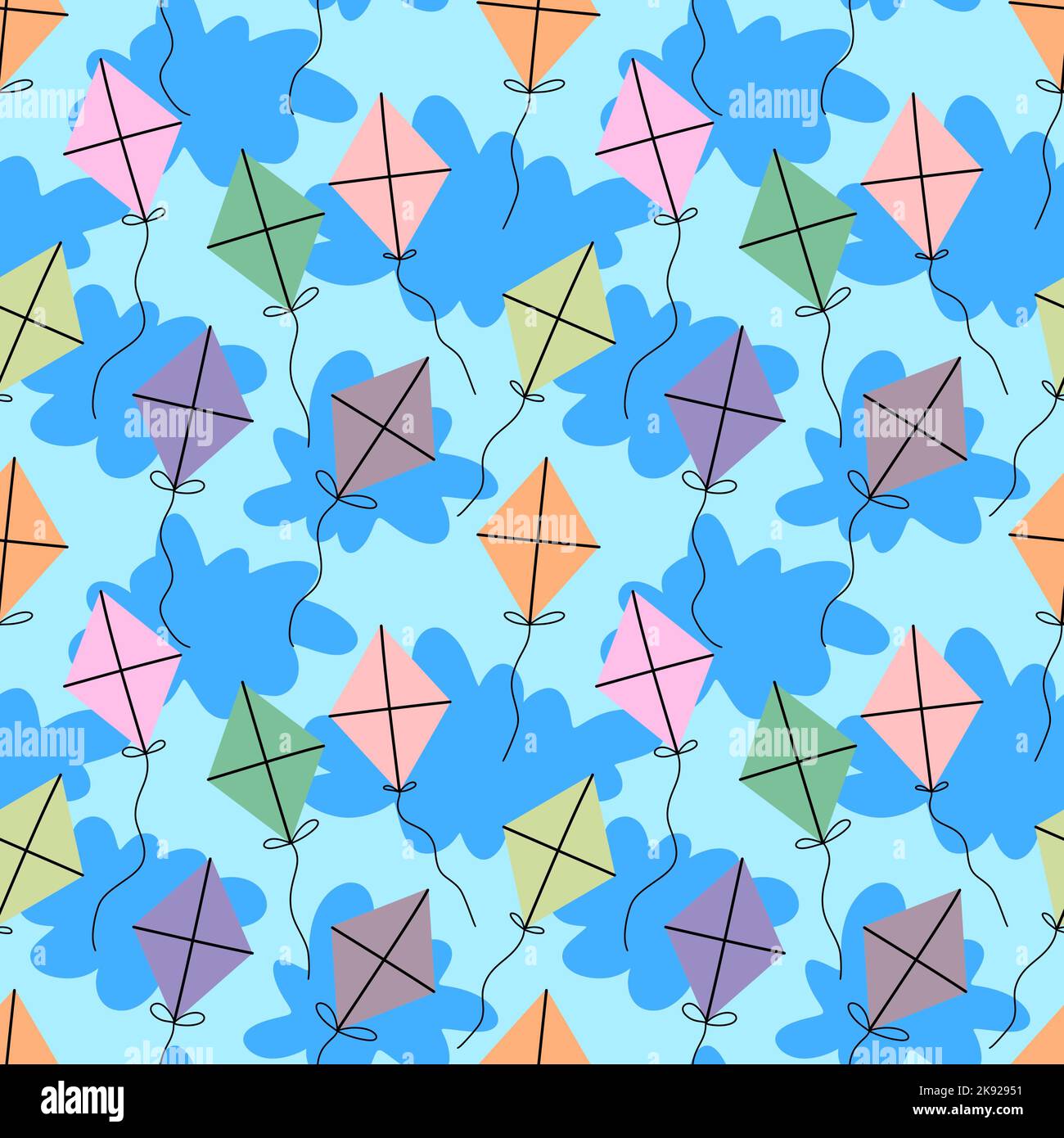 Summer game seamless toys kite cartoon pattern for wrapping paper and ...