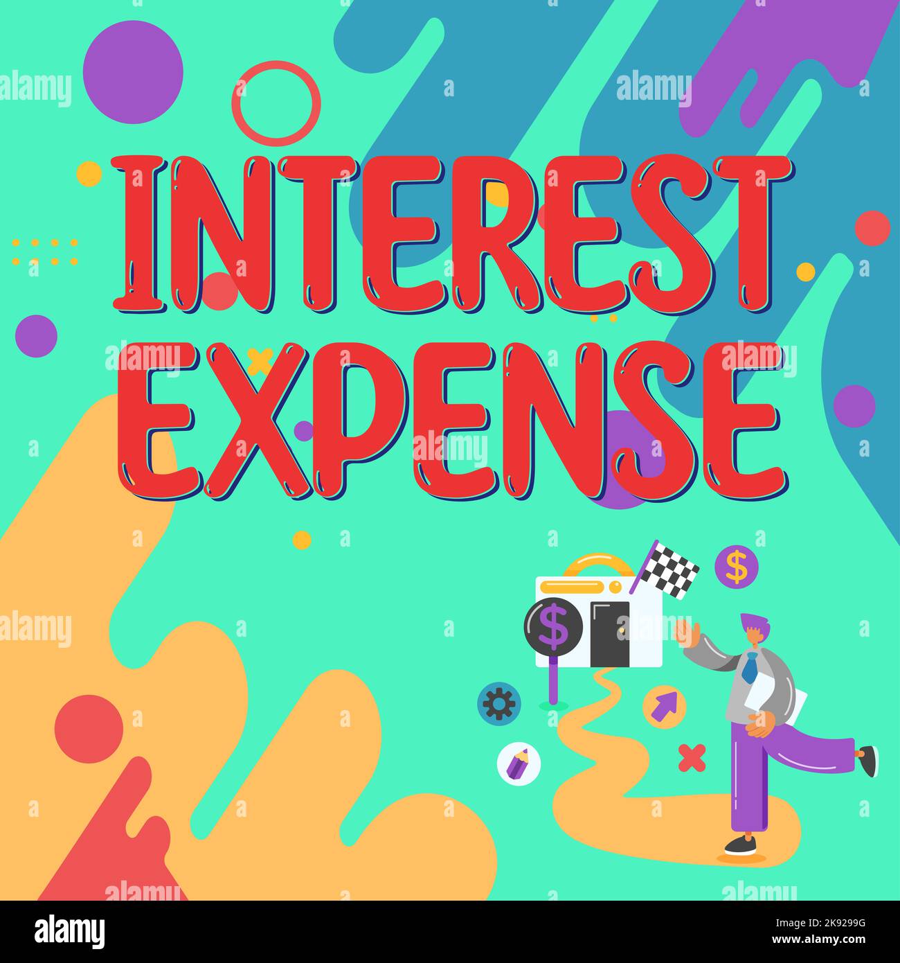 Writing displaying text Interest Expense. Business overview connects ...