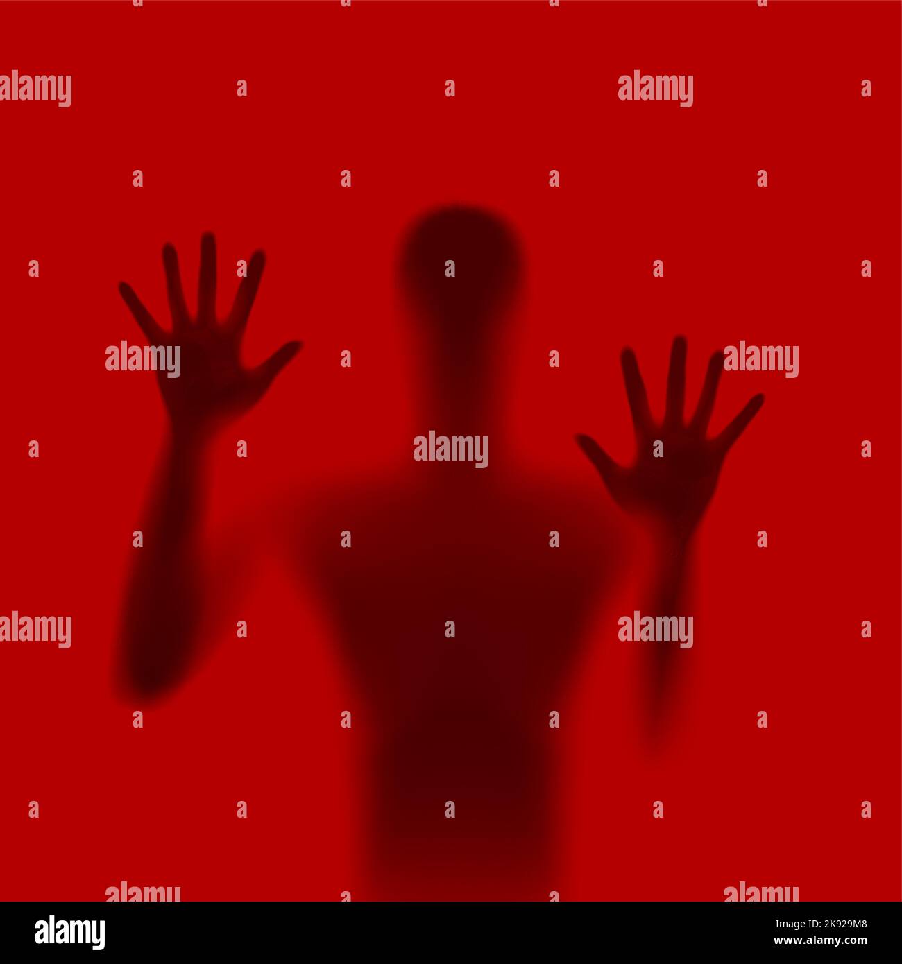 Shadow Blur of Horror Man Behind the Matte Glass. Blurry Hand, Body ...
