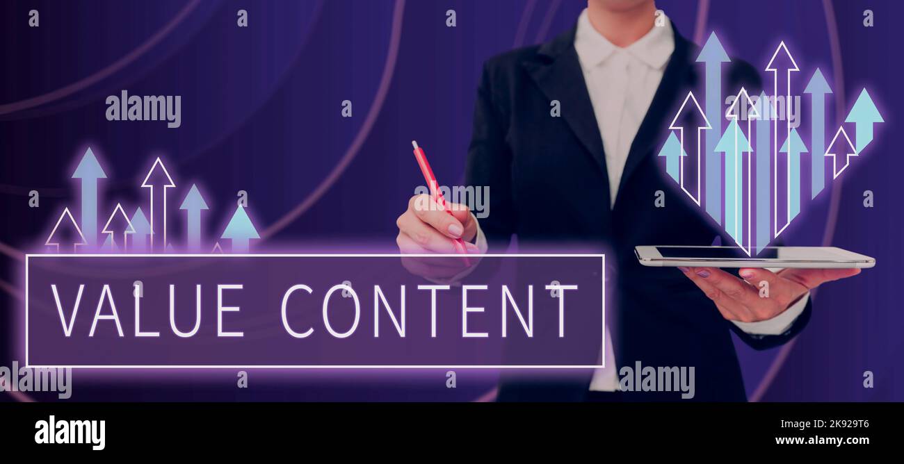 Hand writing sign Value Content. Internet Concept exclusive details ...