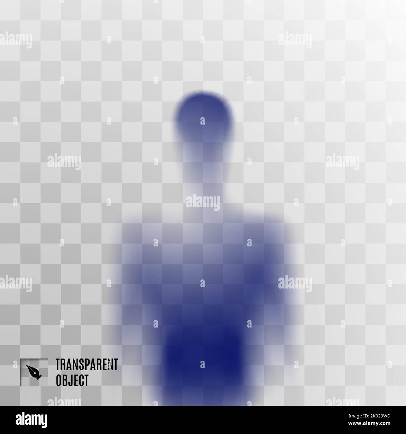 Shadow Blur Of Blue Horror Man With Behind The Matte Glass The Reflection Of The Silhouette