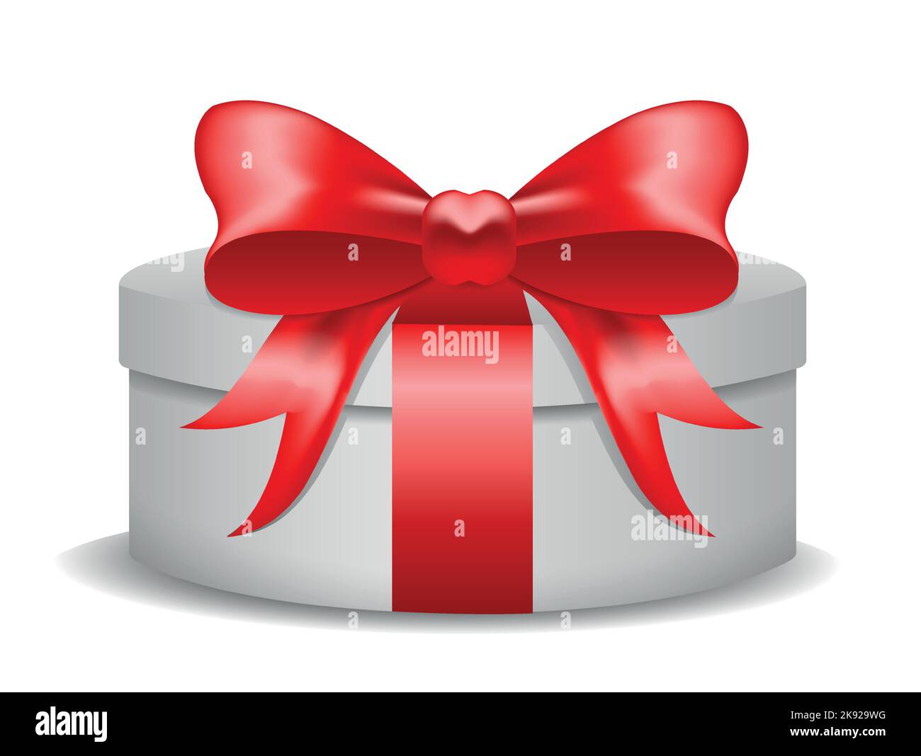 White color gift box. Realistic gift box, with the red satin bow ...