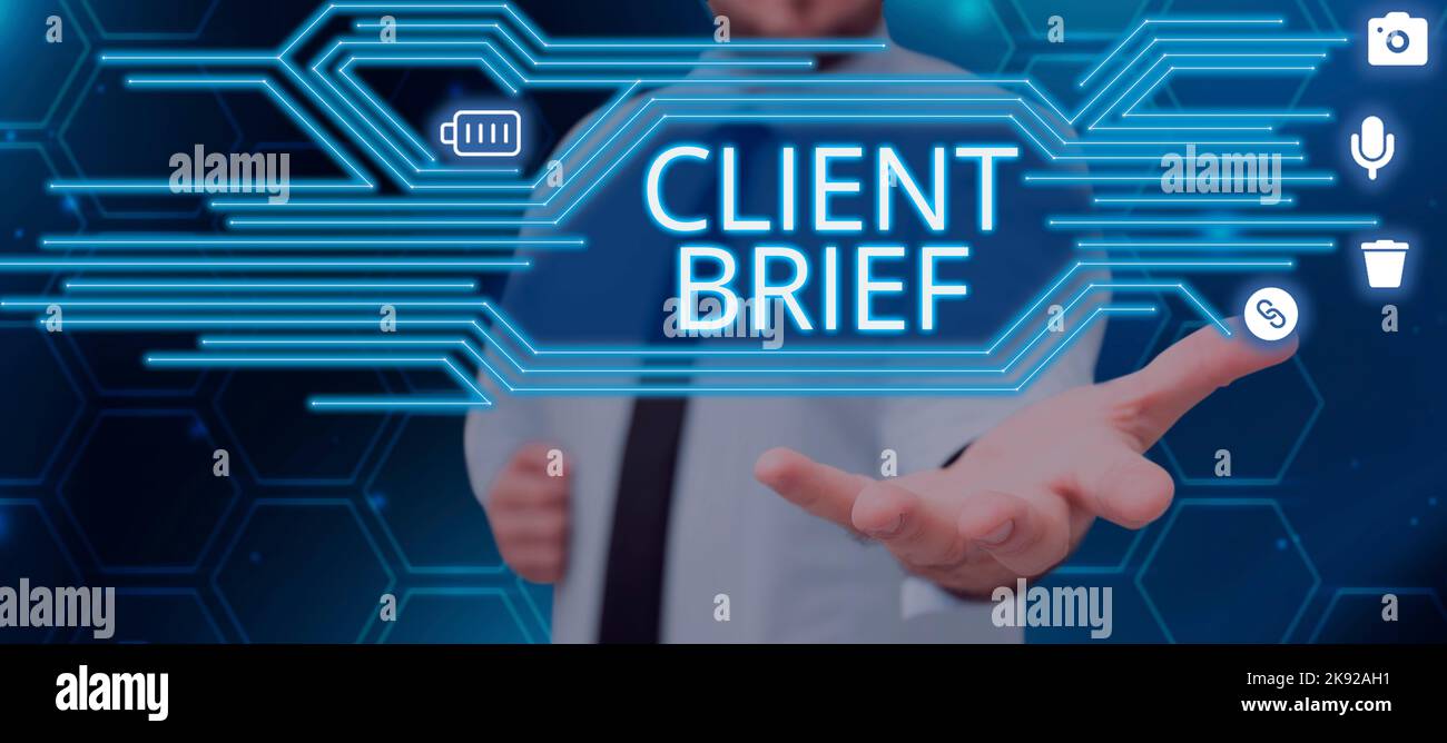 Inspiration showing sign Client Brief. Word for the document granted by ...