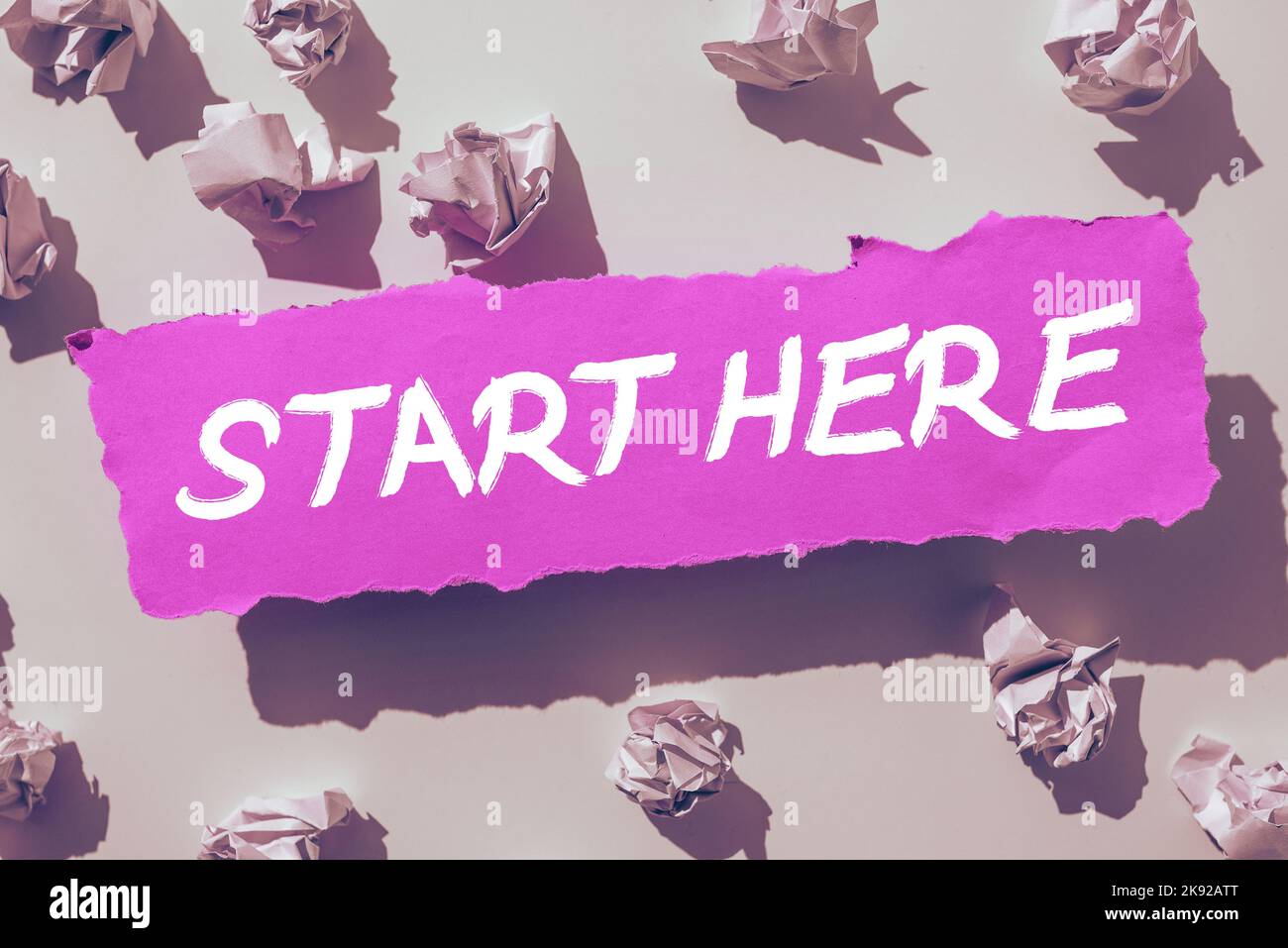 Conceptual caption Start Here. Business idea in the early process of ...