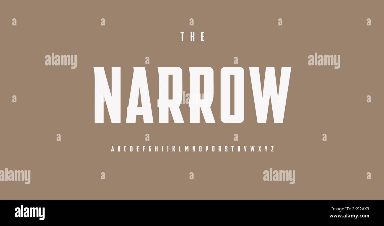 Narrow font modern large alphabet, bold high letters for oldschool logo ...