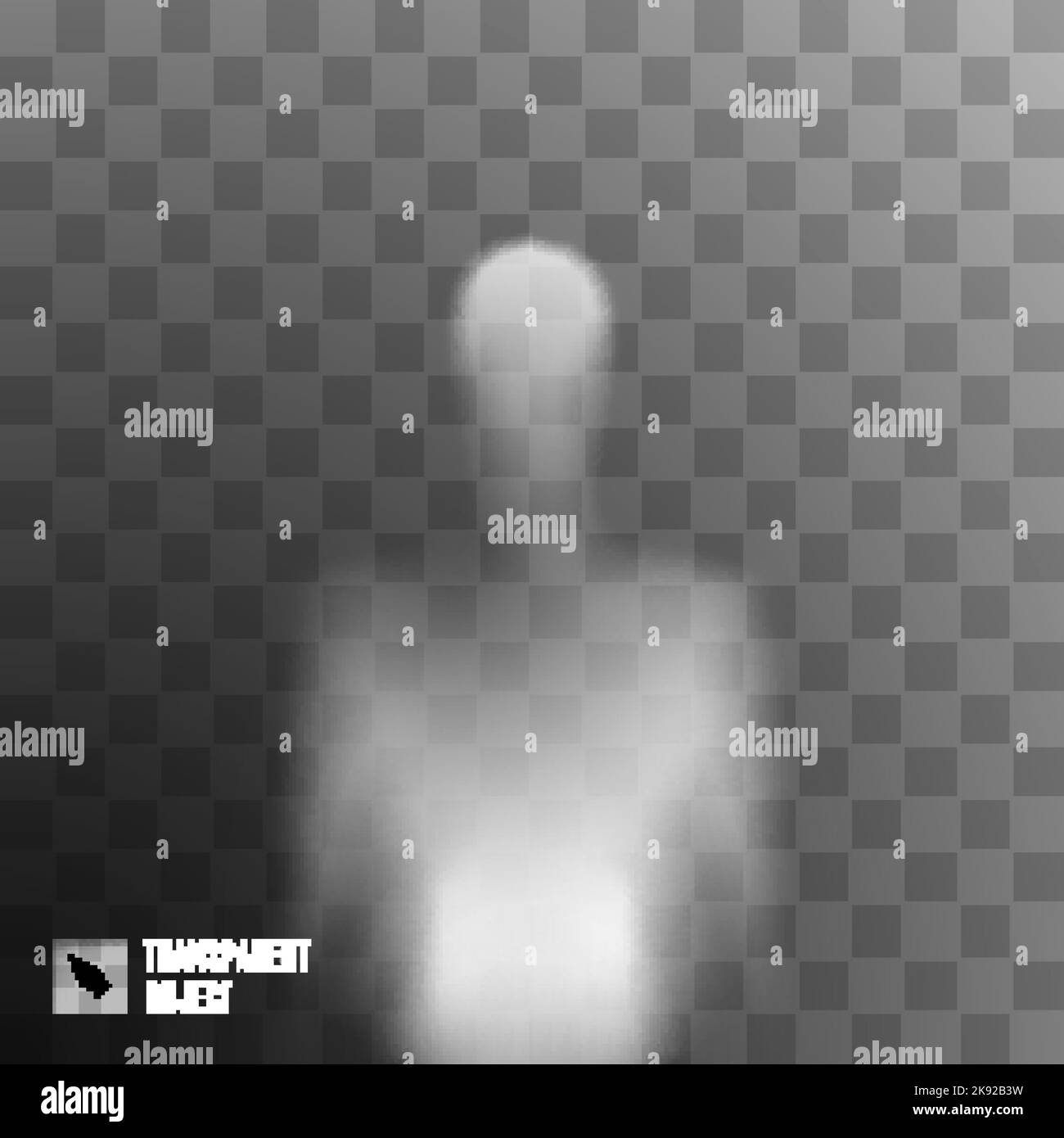 Shadow Blur of Horror Man with Behind the Matte Glass. The Reflection ...