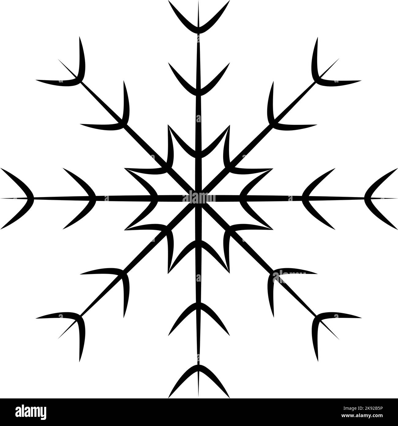 Openwork Outline drawing nice snowflake. Line art. Icon. Isolate ...