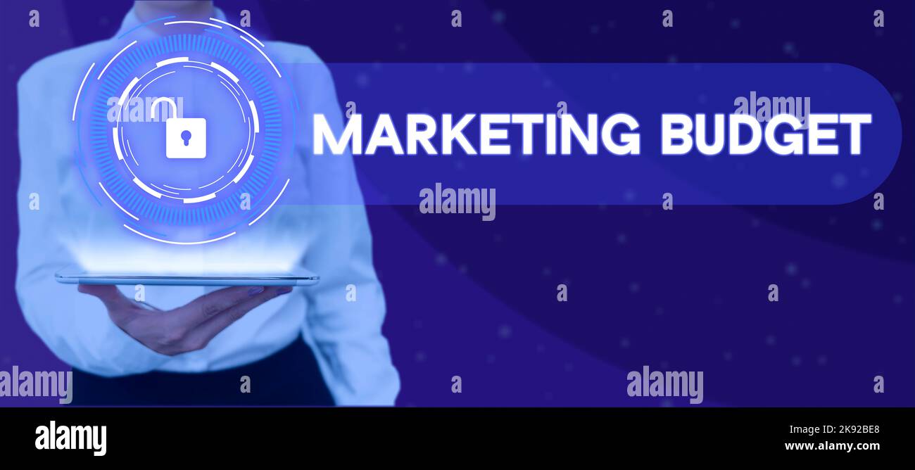 Text showing inspiration Marketing Budget. Concept meaning process of ...