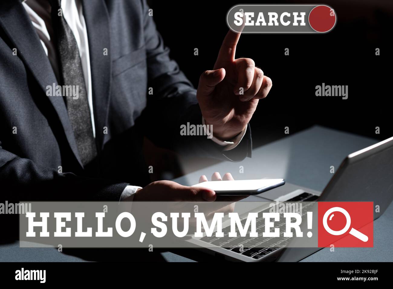 Hand writing sign Hello, Summer. Business overview greeting used when ...