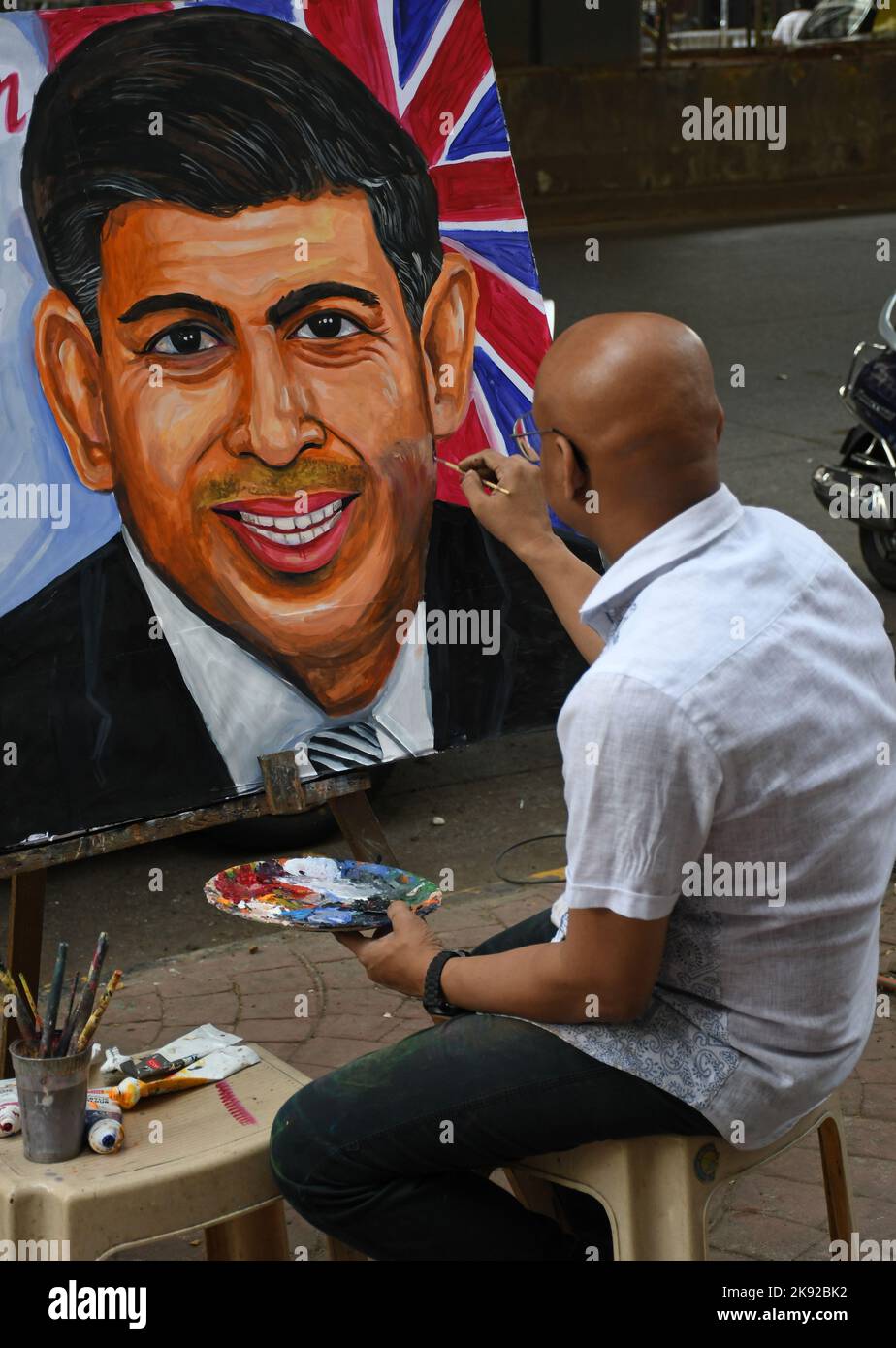 Mumbai, India - 25 Oct 2022, An artist puts finishing touches to the ...