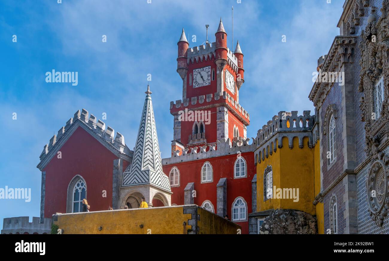 Sintra, Portugal - April 2018: Pena Palace is a Romanticist castle in ...